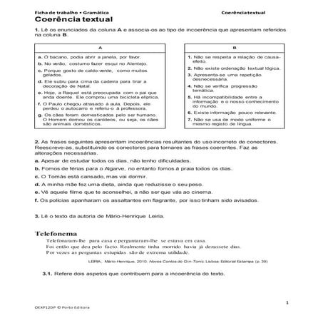 Ficha gramatica coerencia_textual | PDF