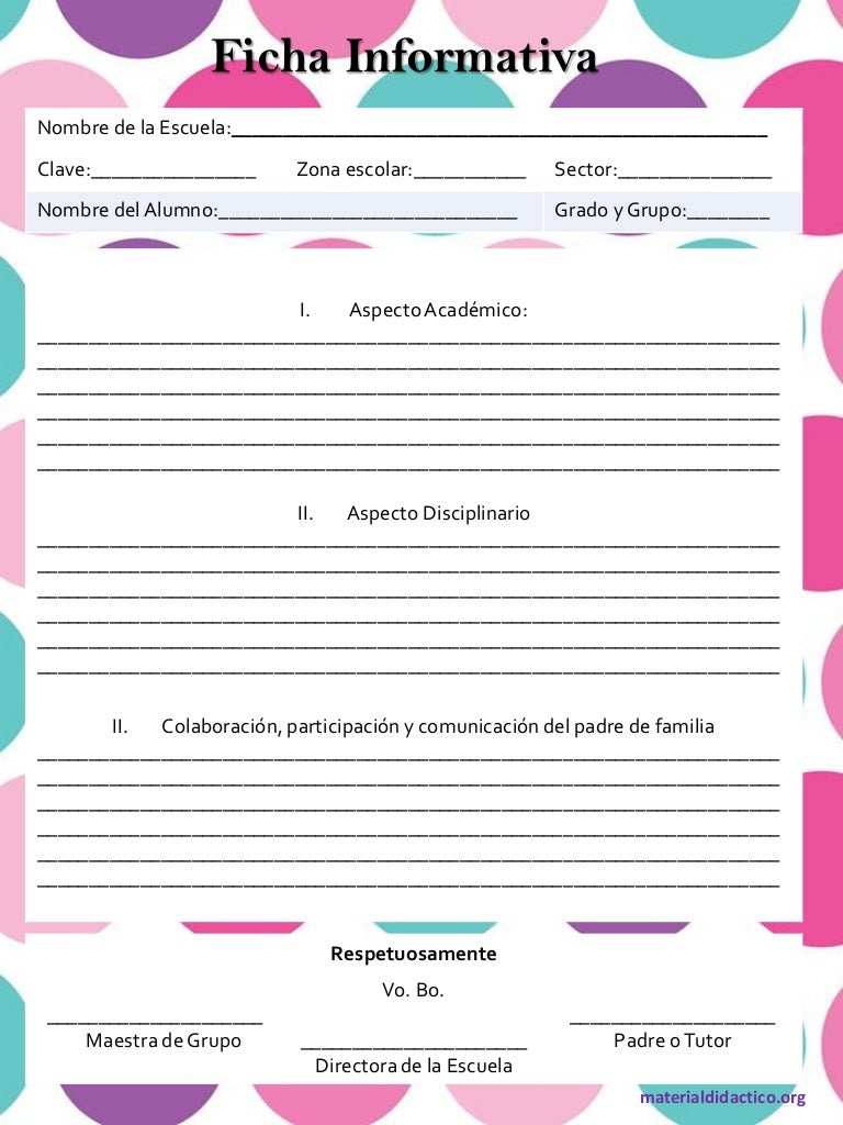 Ficha informativa del alumno