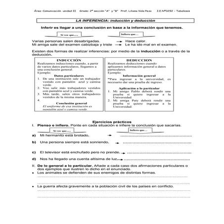 Hojas De Trabajo De Inferencia En Formato Pdf RAZONAMIENTO VERBAL