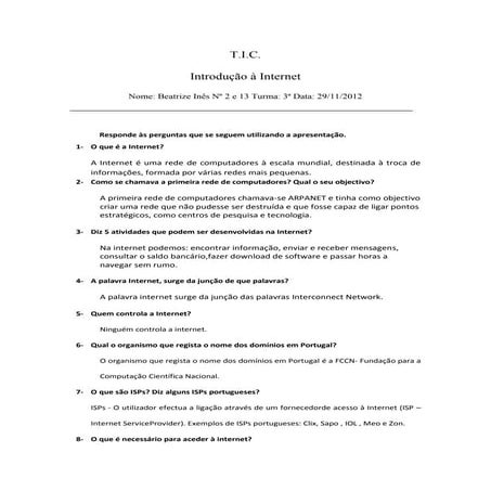 Prova de Internet Básica | DOCX