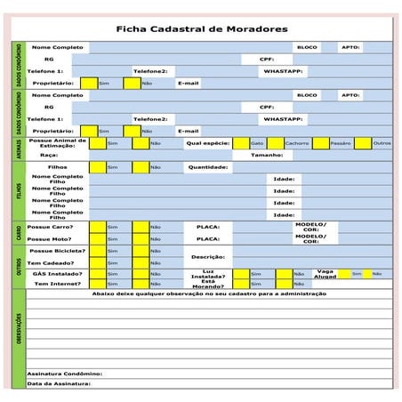 Ficha morador julieta | PDF