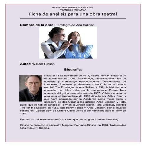 Ficha obra de teatro | PDF