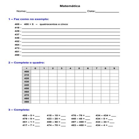 Ficha para trabalhar o 400 | DOC