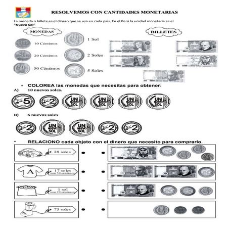 Hojas De Trabajo Sobre Monedas Para Tercer Grado Monedas Y Valor | TPT