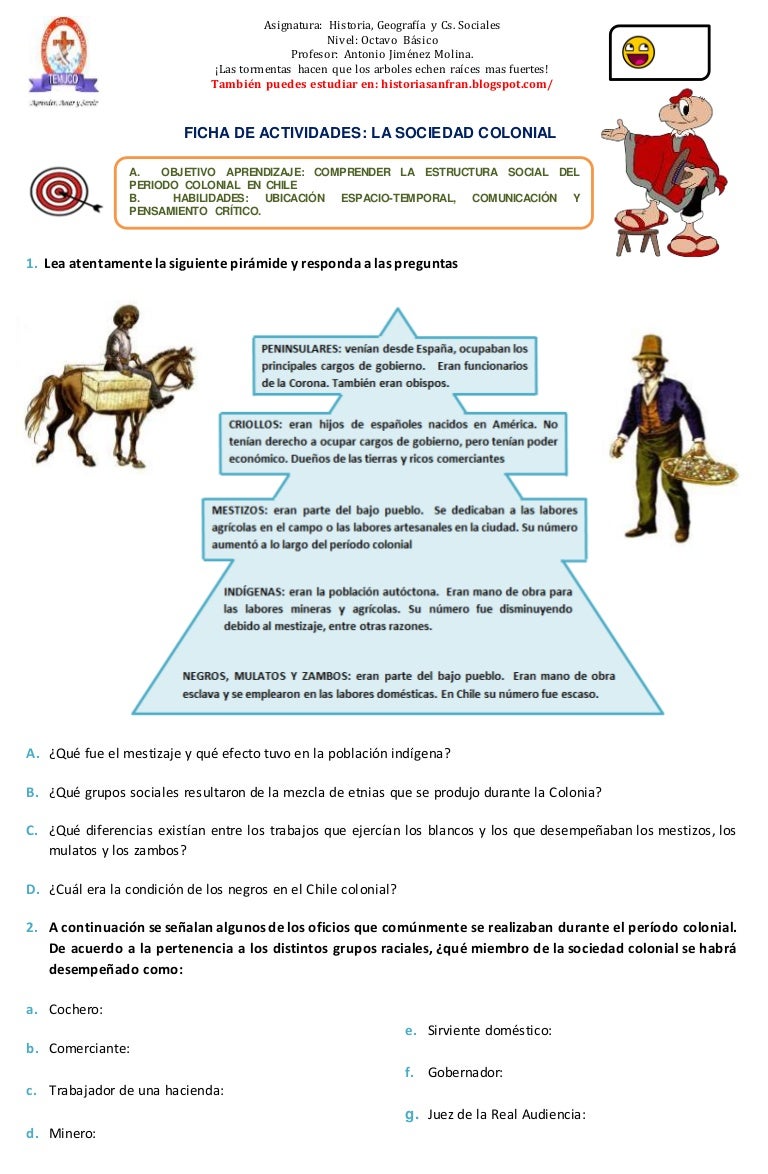 Ficha sociedad colonial