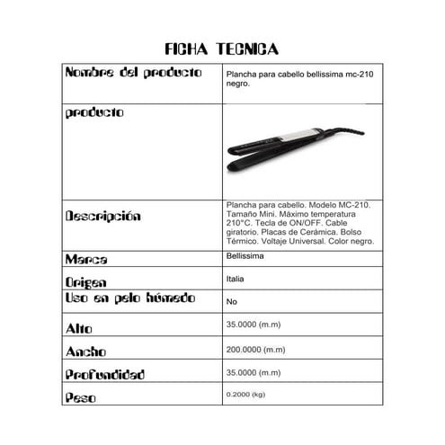 Ficha tecnica de la plancha | PDF