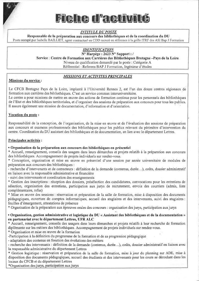 Fiche d'activité