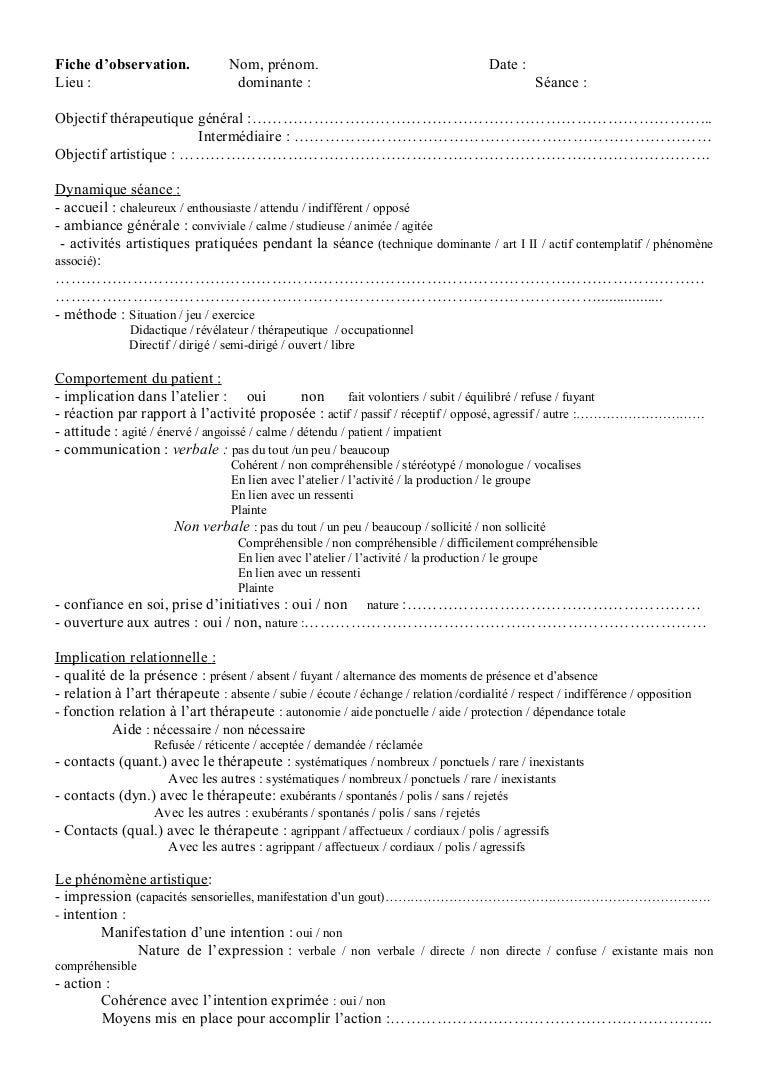 Fiche Observation Médicale Psychiatrie – AZZU