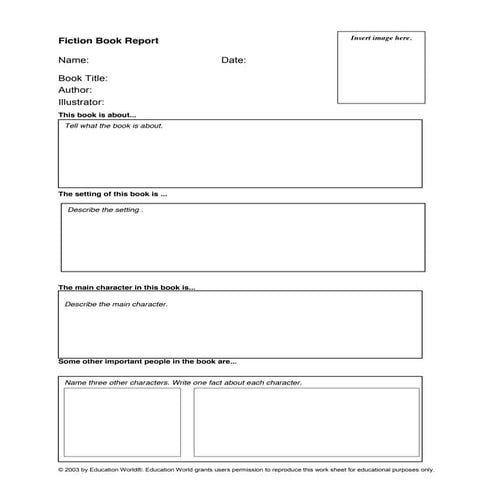 Fiction book report template | PDF