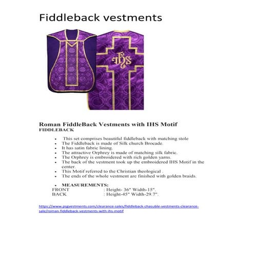 Fiddleback vestments | PDF