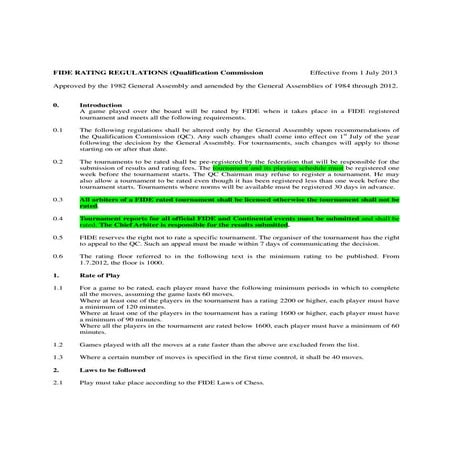 FIDE Rating Regulations | PDF