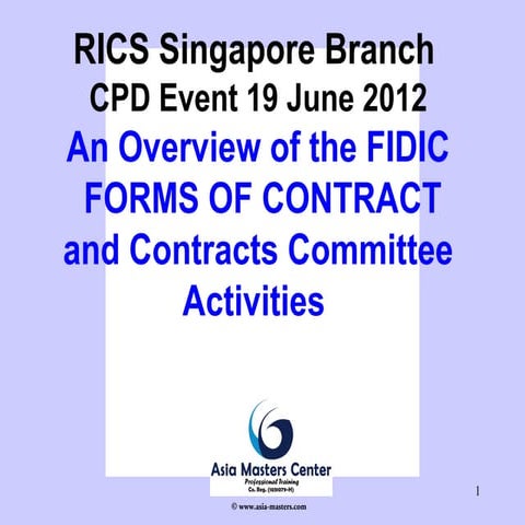 An Overview Of The Fidic Forms Of Contract And Contracts Committee