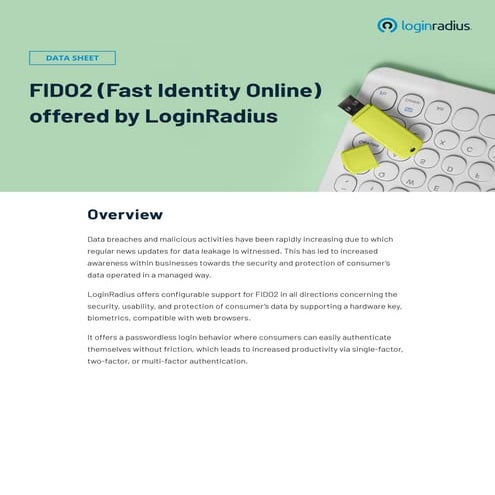 FIDO2 (Fast Identity Online) Authentication by LoginRadius | PDF