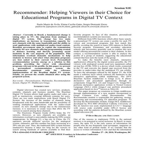 Fie recommender helping viewers in their choice for educational ...