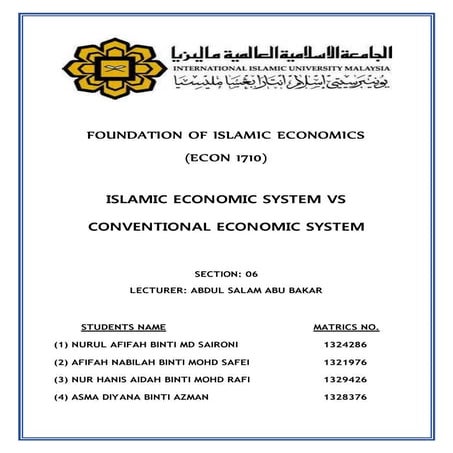 Islamic Economics System vs Conventional Economics System | DOCX