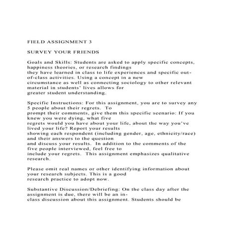 FIELD ASSIGNMENT 3 SURVEY YOUR FRIENDS Goals and Skil.docx