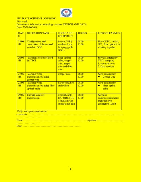 Sample of A logbook for Bachelor of Science in computer science ...
