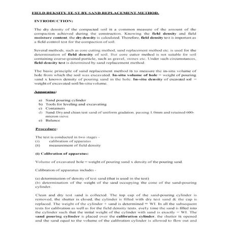 Determination of Field Density Using Sand Cone Method | Jameel Academy | PDF