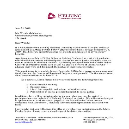 Fielder fellows welcome letter 2018 muhlhauser (1) | PDF
