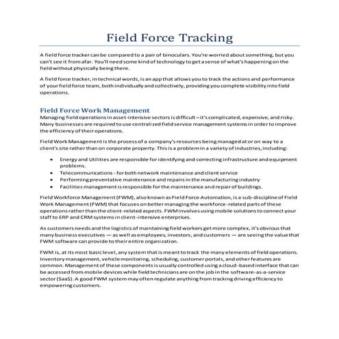 Mobile Work Force Management App | PDF