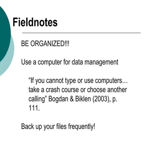 Fieldnotes 1 4 Ppt