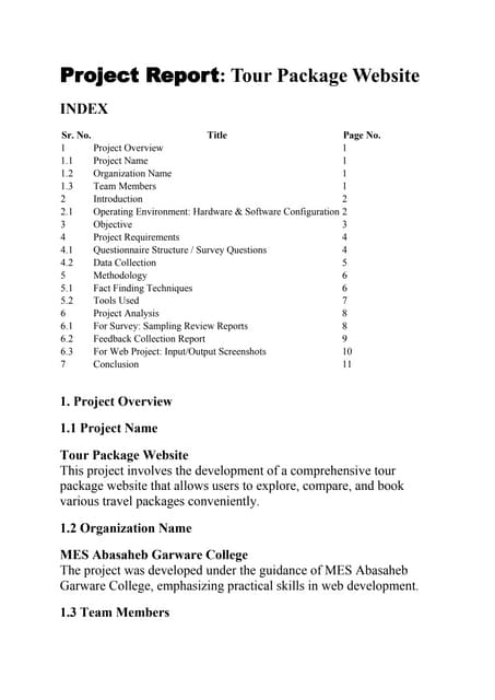 Tour and Travel Management System ppt | PPTX