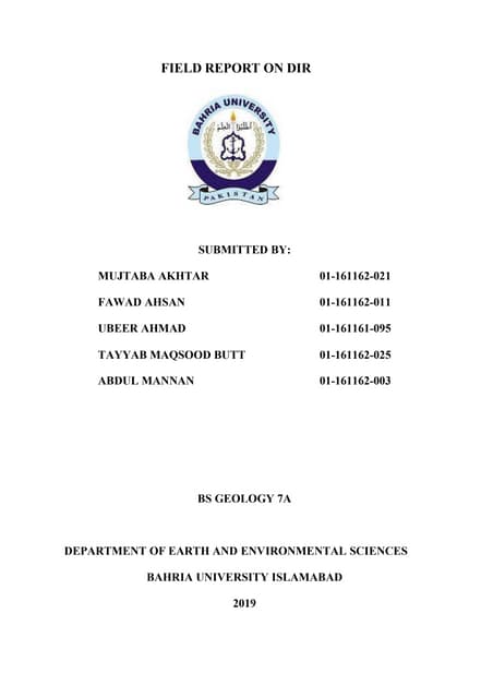 geological field report of upper dir kpk | PDF