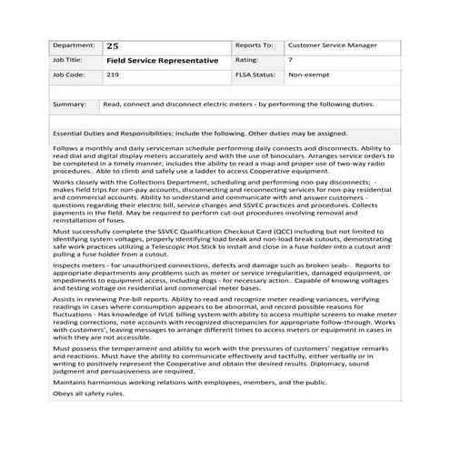 Field Service Representative | PDF