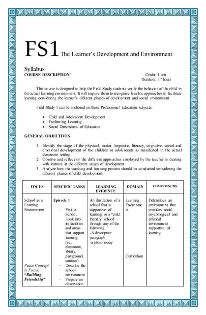 Field Study 1, Episode 5 "Individual Differences And Learner’s Interaction" | DOCX