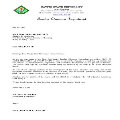 Field study 3 letter | DOCX