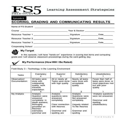 Field study 5 6 Format | DOCX | Educational Assessment | Education