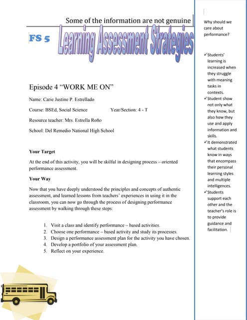 Table of specifications unit test & perf task | DOC