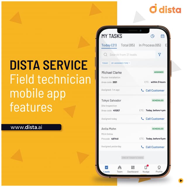 Dista Service field technician mobile app features | PDF