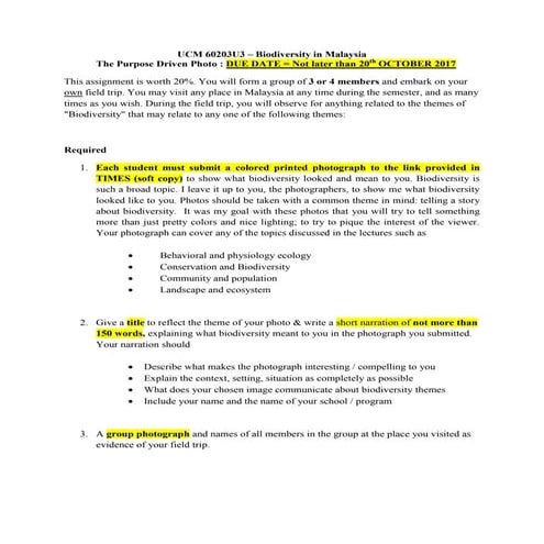 Field trip and photo assignment | PDF