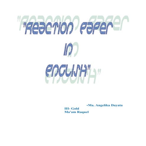Field trip reaction paper101 | DOCX