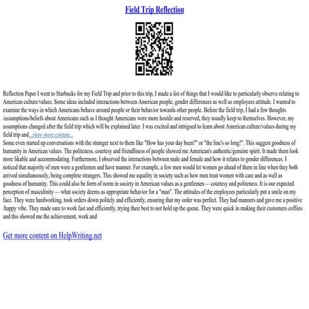 Field Trip Reflection | PDF