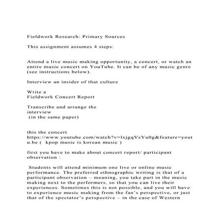 Fieldwork Research Primary SourcesThis assignment assumes 4.docx | Free ...