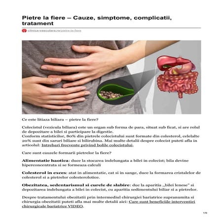 Pietre la fiere tratament – Cauze, simptome, complicatii | PDF