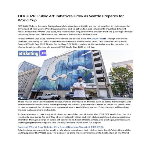 FIFA 2026 Public Art Initiatives Grow as Seattle Prepares for World Cup ...