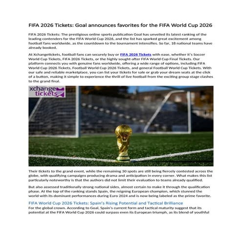 FIFA 2026 Tickets Goal announces favorites for the FIFA World Cup 2026.docx