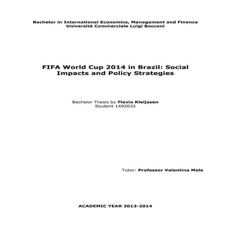 FIFA World Cup 2014: Social Impacts and Policy Strategies | PDF
