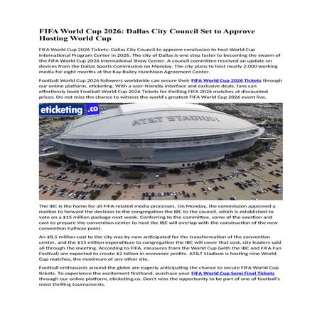 FIFA World Cup 2026 Dallas City Council Set to Approve Hosting World ...