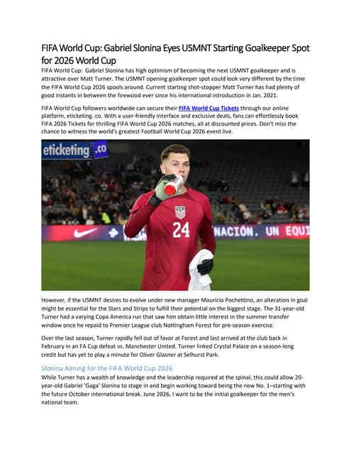 FIFA World Cup Pochettino Begins World Cup Preparations as USA Squad ...