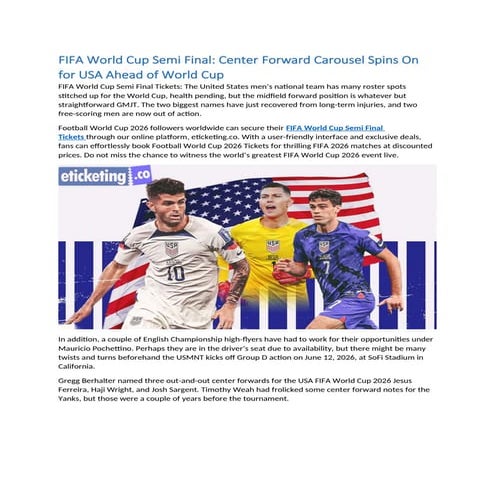 FIFA World Cup Semi Final Center Forward Carousel Spins On for USA ...