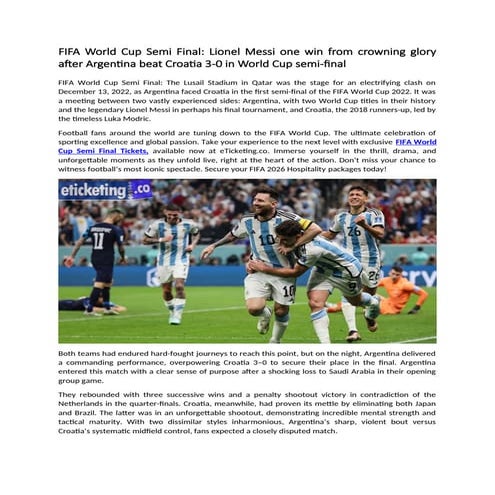 FIFA World Cup Semi Final: Lionel Messi one win from crowning glory ...