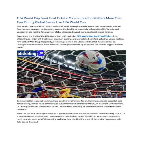 FIFA World Cup Semi Final Tickets Communication Matters More Than Ever ...