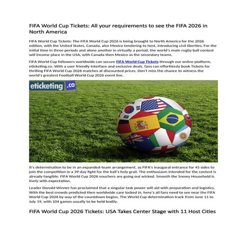 FIFA World Cup Tickets All your requirements to see the FIFA 2026 in ...