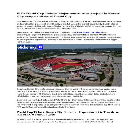 FIFA World Cup Tickets Major construction projects in Kansas City ramp ...