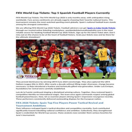 FIFA World Cup Tickets Top 5 Spanish Football Players Currently.docx