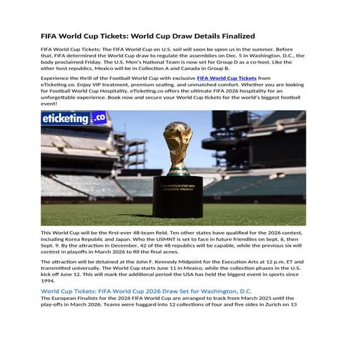 FIFA World Cup Tickets World Cup Draw Details Finalized.docx